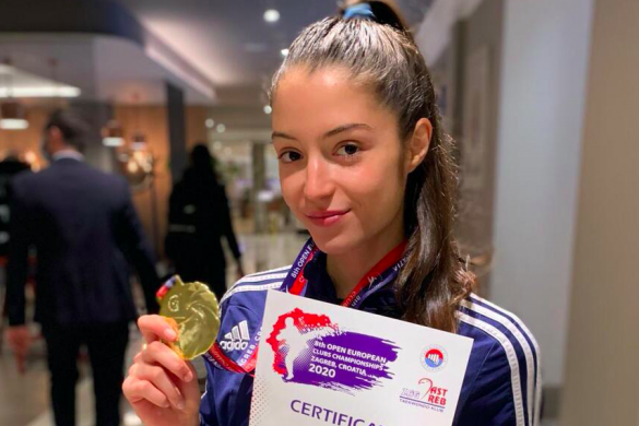 La luchadora de Taekwondo israelí Avishag Samberg ganó la medalla de ...