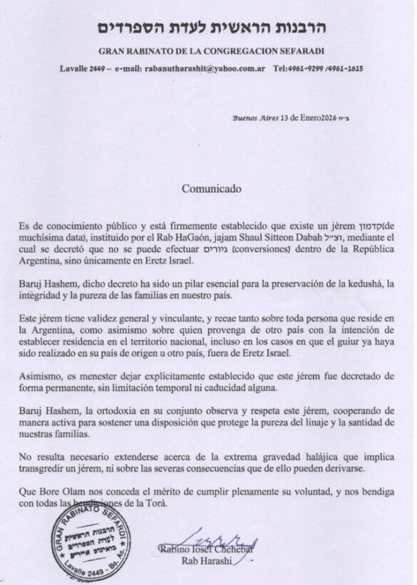 Argentina. Gran rabino ortodoxo ratifica que la prohibición para las ...