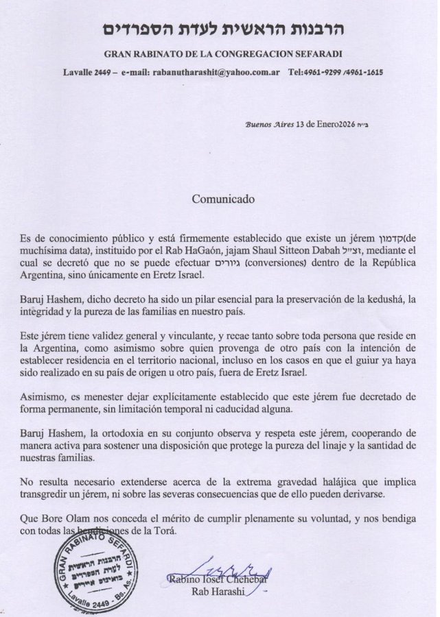 Argentina. Gran rabino ortodoxo ratifica que la prohibición para las ...